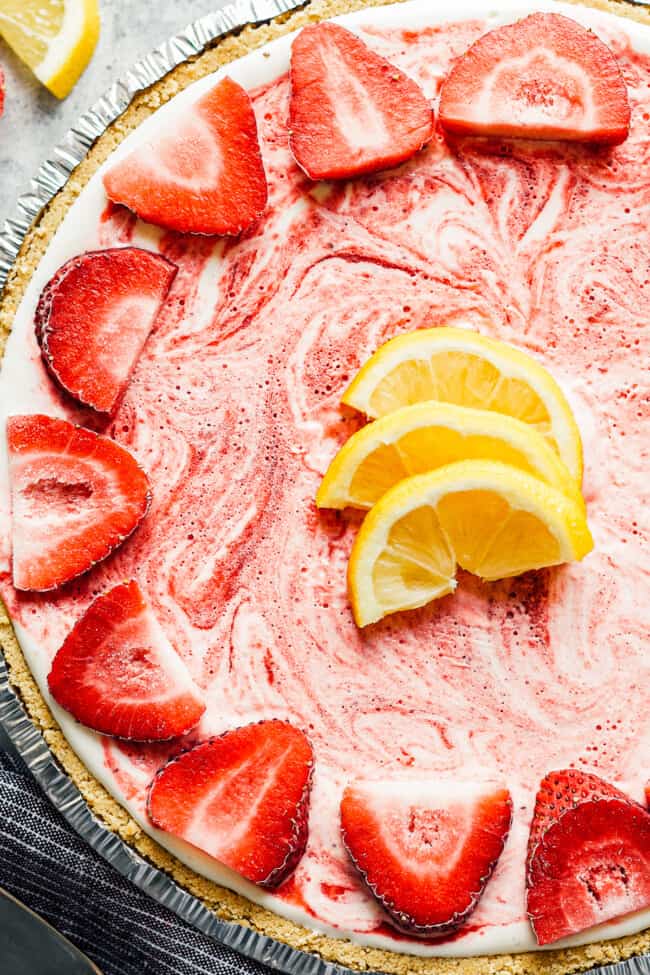 Frozen Strawberry Lemonade Pie (Cool Whip Pie) Recipe - The Cookie Rookie®