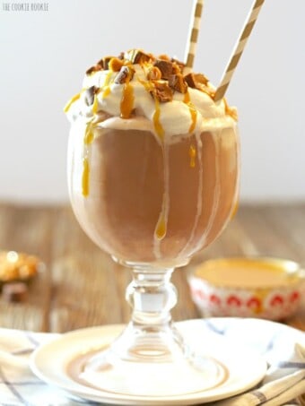 Frozen Caramel Hot Chocolate - The Cookie Rookie