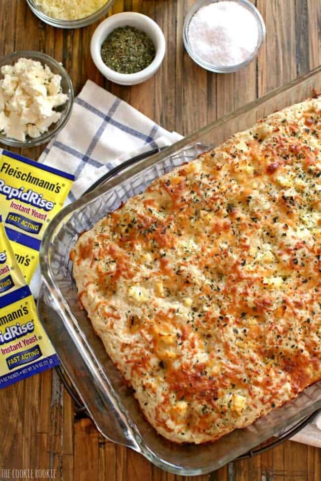 Easy Three Cheese Focaccia Bread Recipe - The Cookie Rookie®