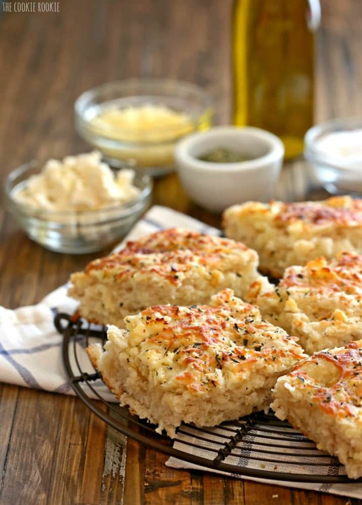Easy Three Cheese Focaccia Bread Recipe - The Cookie Rookie®