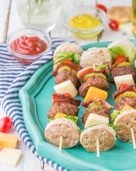 Mini Bacon Cheeseburger Shish Kebab Recipe - The Cookie Rookie®