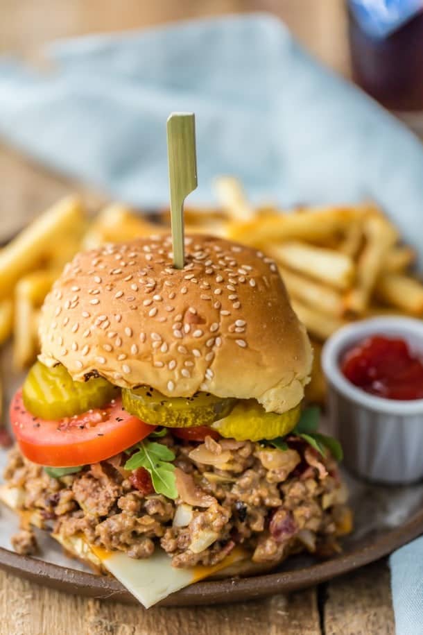 Crock Pot Sloppy Joes (Bacon Cheeseburger) - The Cookie Rookie® Crock Pot Sloppy Joes (Bacon Cheeseburger) - The Cookie Rookie®