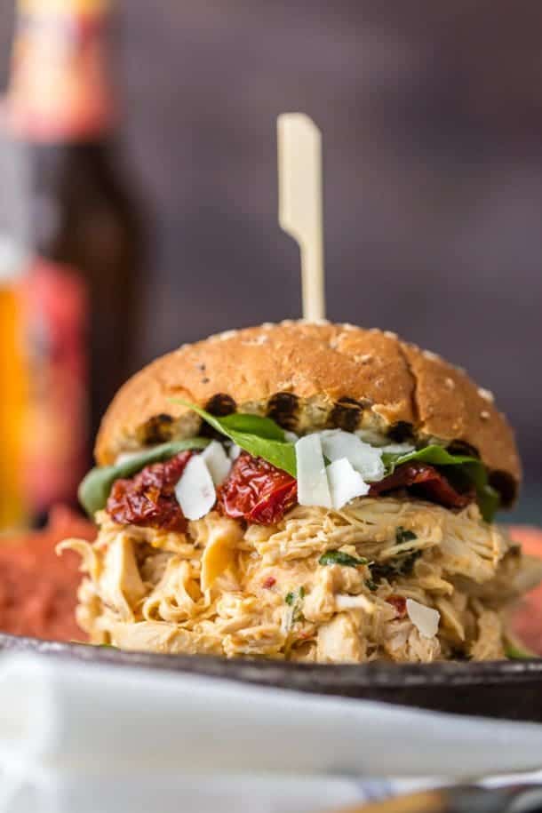 Crock Pot Chicken Alfredo Pulled Chicken Sandwich - The Cookie Rookie®