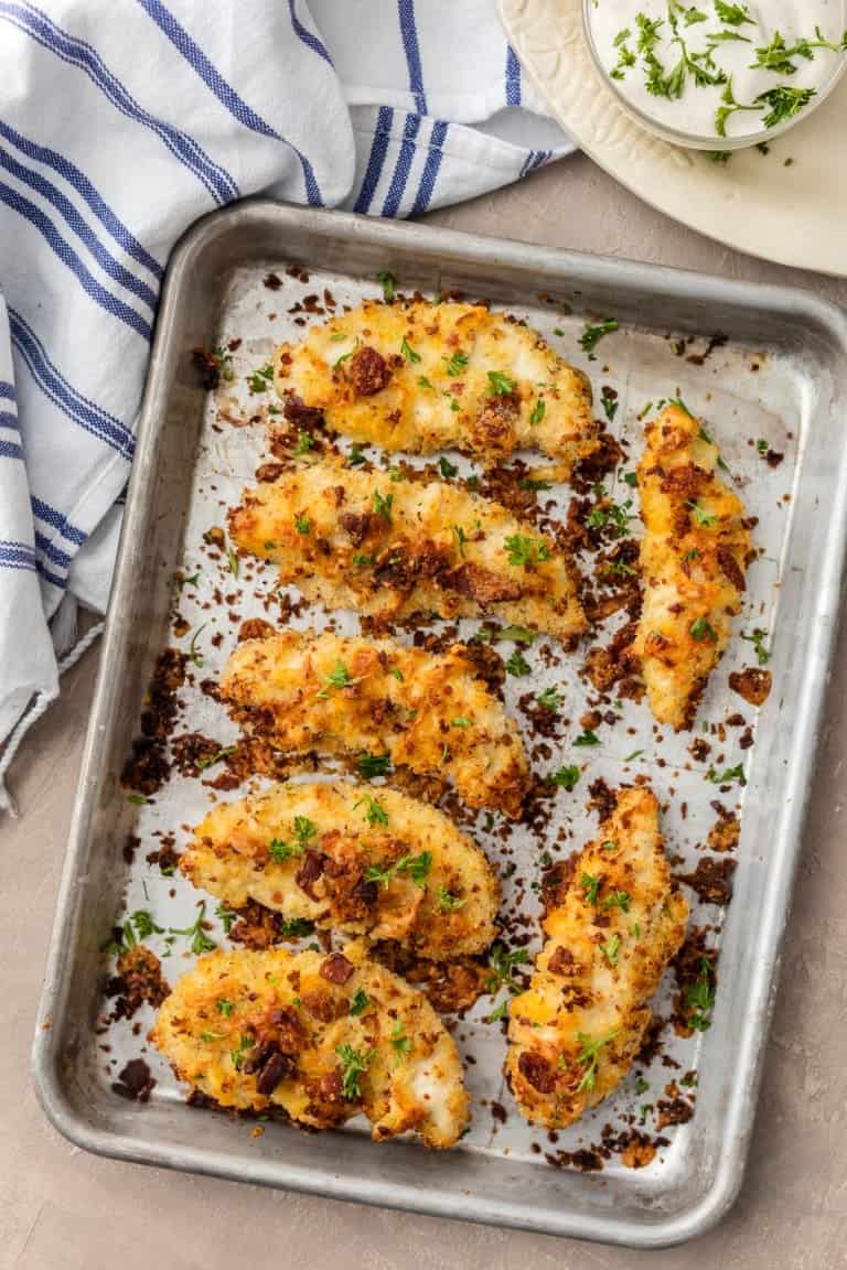 Cheddar Bacon Ranch Oven Baked Chicken Tenders Recipe - The Cookie Rookie®