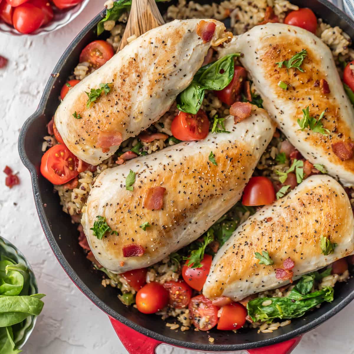 Skillet BLT Chicken and Rice - The Cookie Rookie®