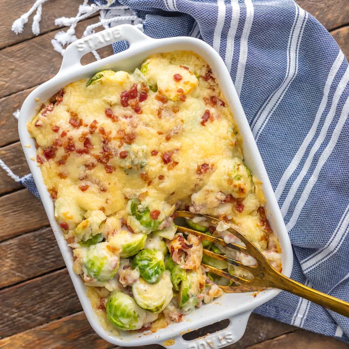 Brussels Sprouts Gratin with Bacon {Thanksgiving}