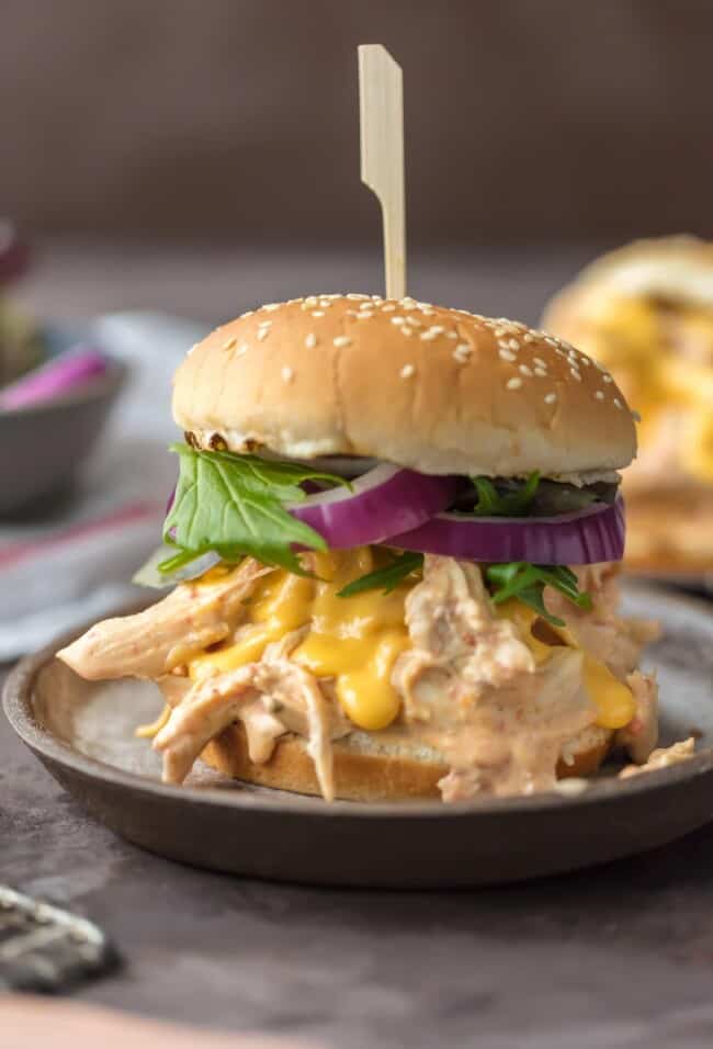 Slow Cooker Rotel Dip Chicken Sandwiches Recipe - The Cookie Rookie®