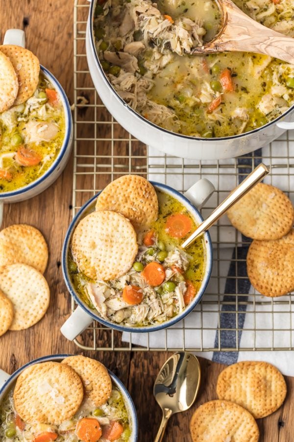 Chicken Pot Pie Soup with Pie Crust Crackers - The Cookie Rookie®